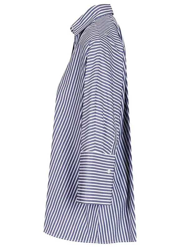 Max Mara Striped Cotton Shirt With Kimono Sleeves