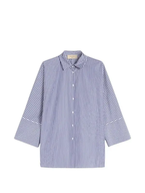 Max Mara Striped Cotton Shirt With Kimono Sleeves