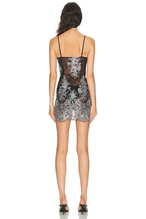 HAELO Metallic Lace Slip Dress