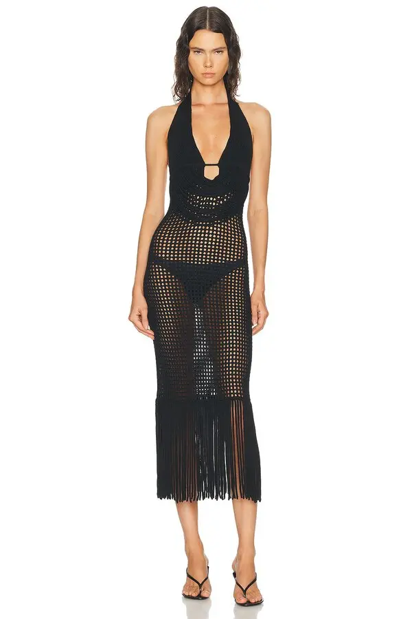HAELO Double Two-toned Fringe Dress - Black
