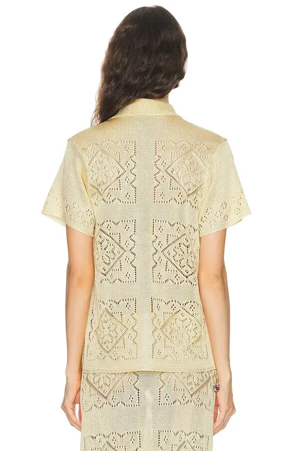 Calle Del Mar Handkerchief Short Sleeve Shirt In Yellow