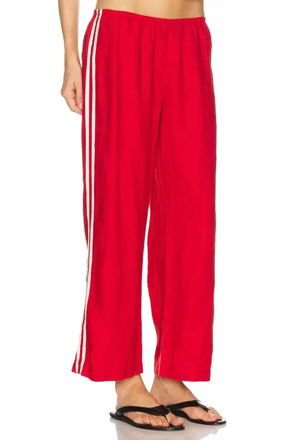Donni. Linen Crop Racer Stripe Pant