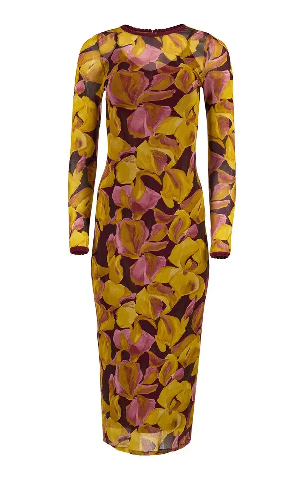 Carolina Herrera Printed Mesh Dress - Orange