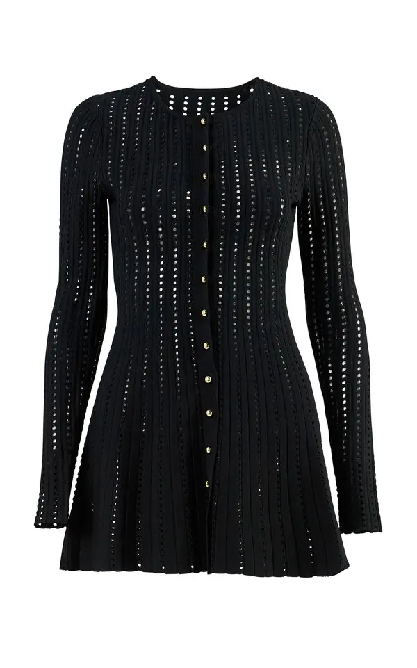 Carolina Herrera Long-sleeve Viscose Pointelle Knit Cardigan