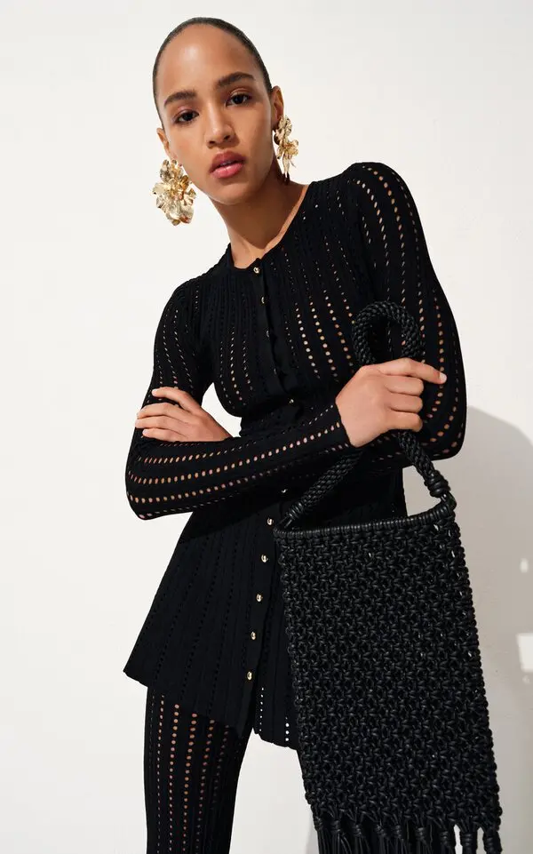 Carolina Herrera Long-sleeve Viscose Pointelle Knit Cardigan
