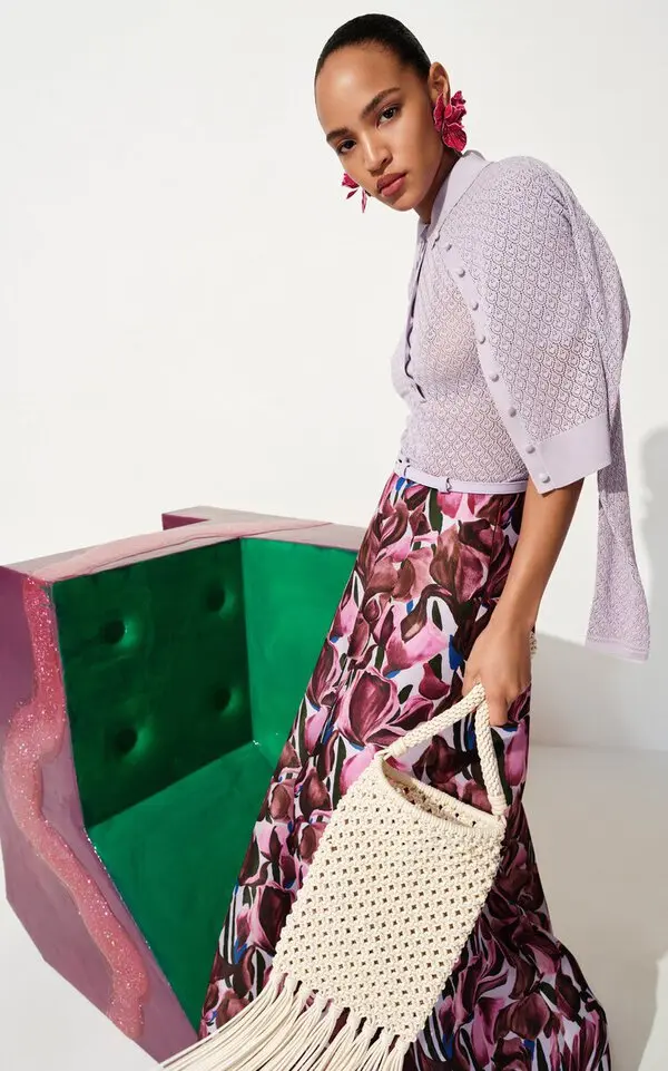 Carolina Herrera High-rise Iris Print Silk Gazar Wide-leg Pants