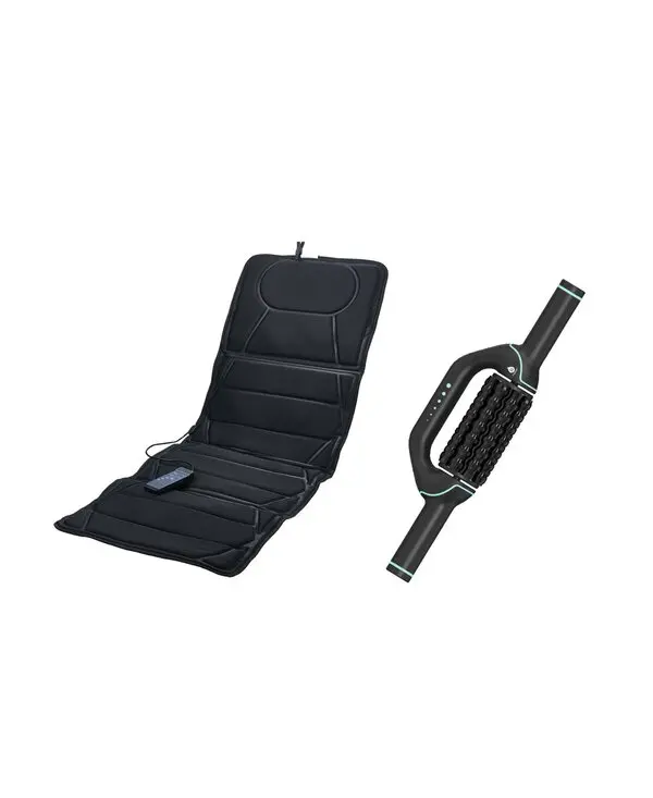 PURSONIC Full Body Heated Massage Mat And Rechargeable Rolling Massager - Black
