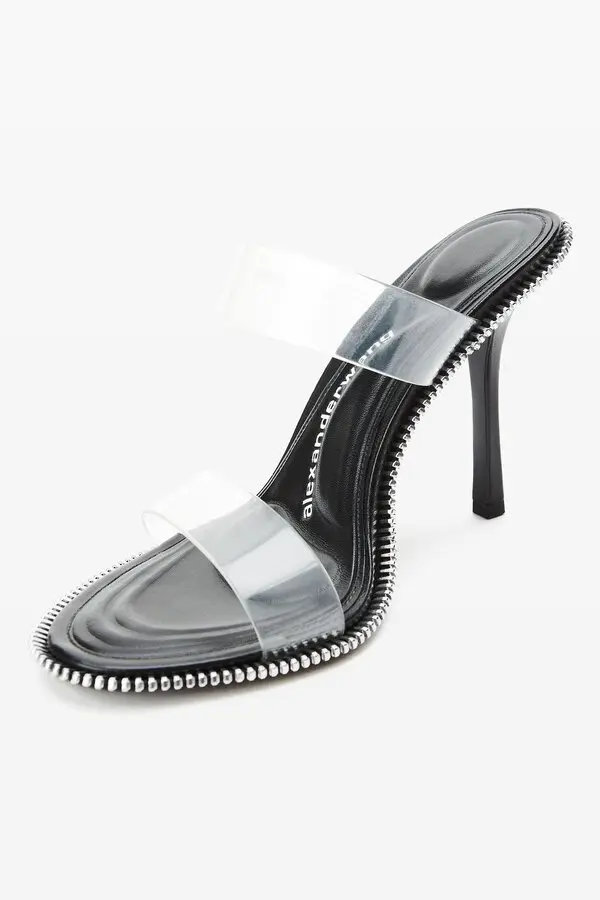 Alexander Wang Nova 105mm Double Strap Zipper Sandal - Black