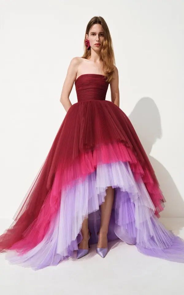 Carolina Herrera Strapless Nylon Tulle Gown
