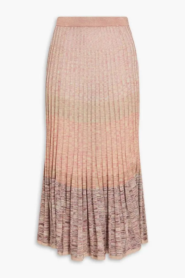 Zimmermann Striped Ribbed Knit Midi Skirt - Blush