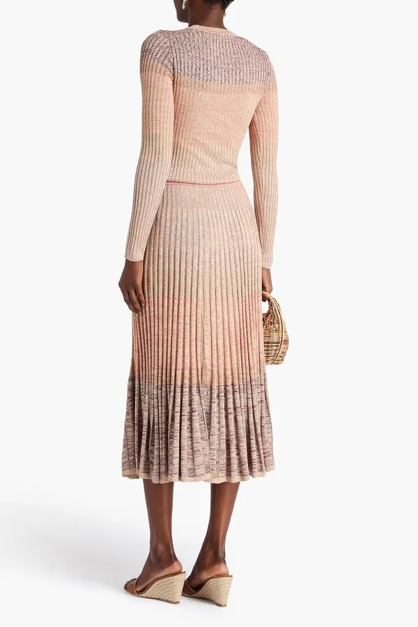 Zimmermann Striped Ribbed Knit Midi Skirt