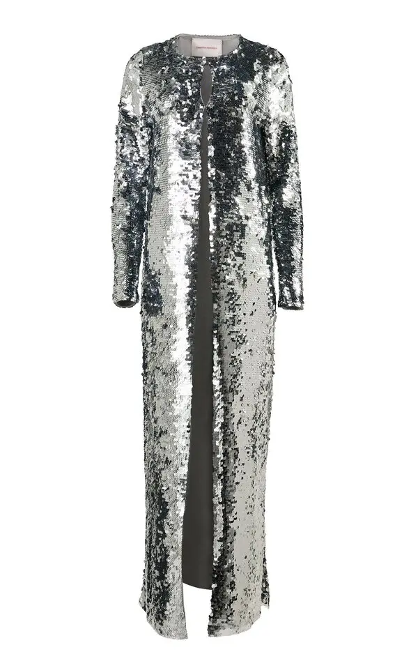 Carolina Herrera Embellished Signature Merino Sequin Coat