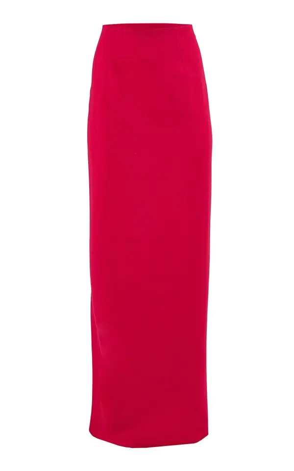 Carolina Herrera Mid-rise Stretch Wool Tailoring Column Skirt - Red