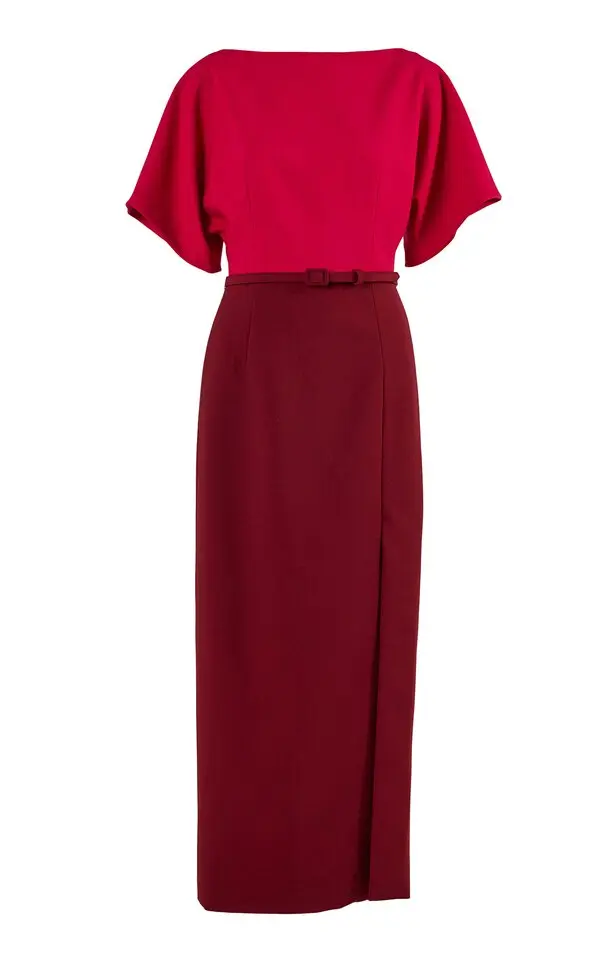Carolina Herrera Boatneck Bi-stretch Wool Tailoring Midi Dress