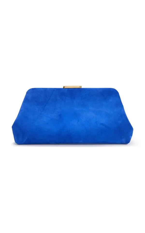 Carolina Herrera Bianca Suede Clutch - Blue