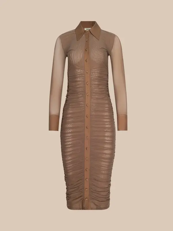 L'Agence Adriana Ruched Midi Dress