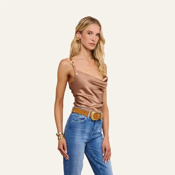L'Agence Lux Silk Buckle-strap Camisole - Hazelnut