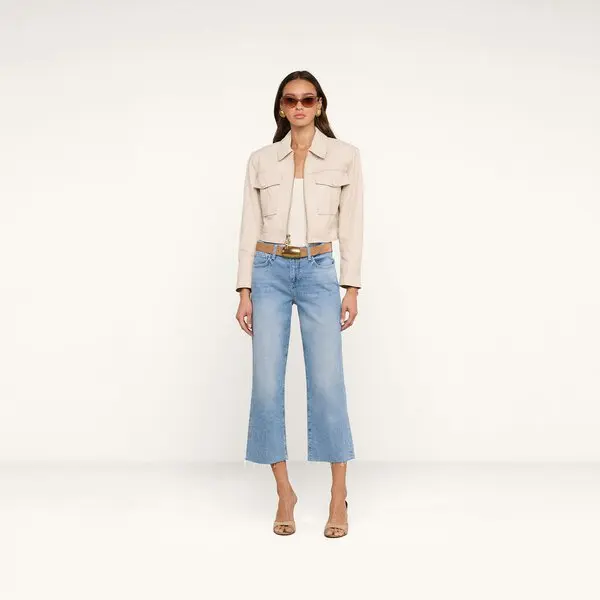 L'Agence Micah Quilted Leather Oversized Cropped Jacket - Biscuit