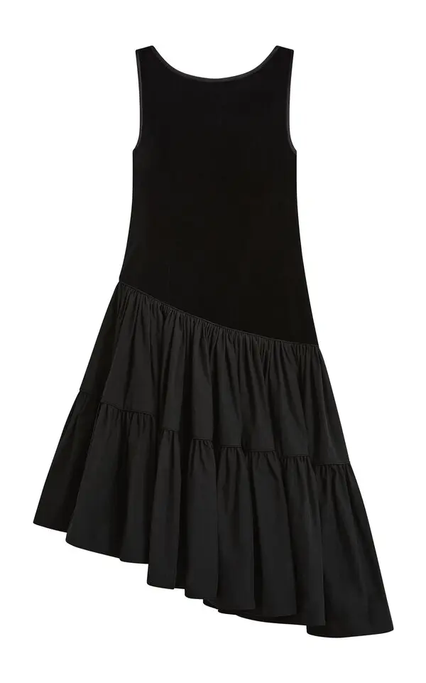 Posse Dean Drop-waist Velvet Midi Dress - Black
