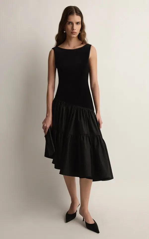 Posse Dean Drop-waist Velvet Midi Dress