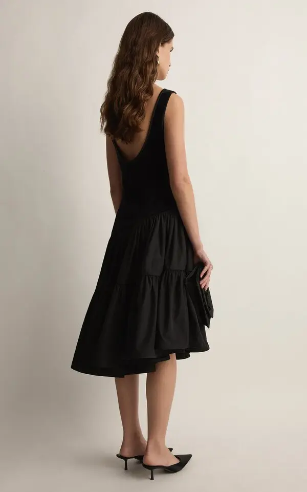Posse Dean Drop-waist Velvet Midi Dress