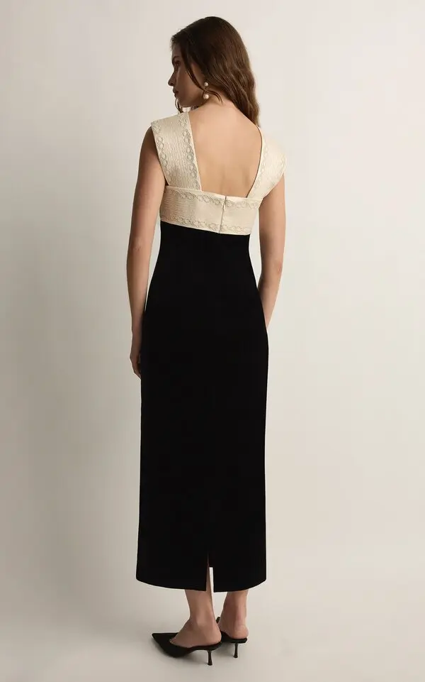 Posse Florian Criss-cross Velvet Midi Dress