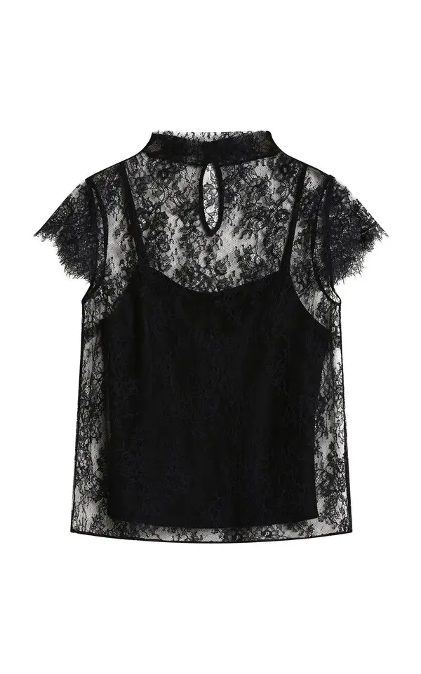 Posse Blake Lace Silk Top - Black