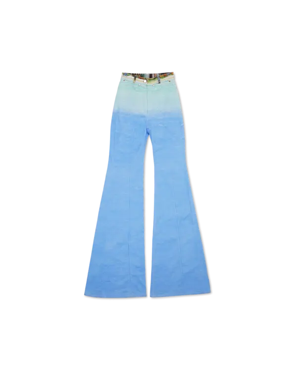 Casablanca Voyage Dans Les Nuages Printed 70's Denim Flare Jean - Multicolor