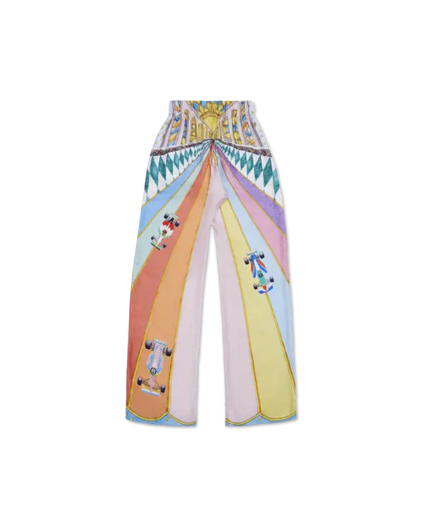 Casablanca La Course Ideale Printed Silk Trouser - Multicolor