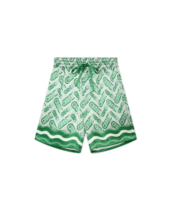 Casablanca Monogram Silk Shorts - Multicolor