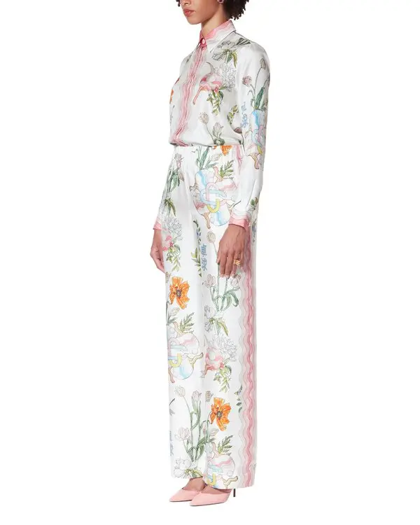 Casablanca Ping Pong Fleurie Jour Silk Trousers