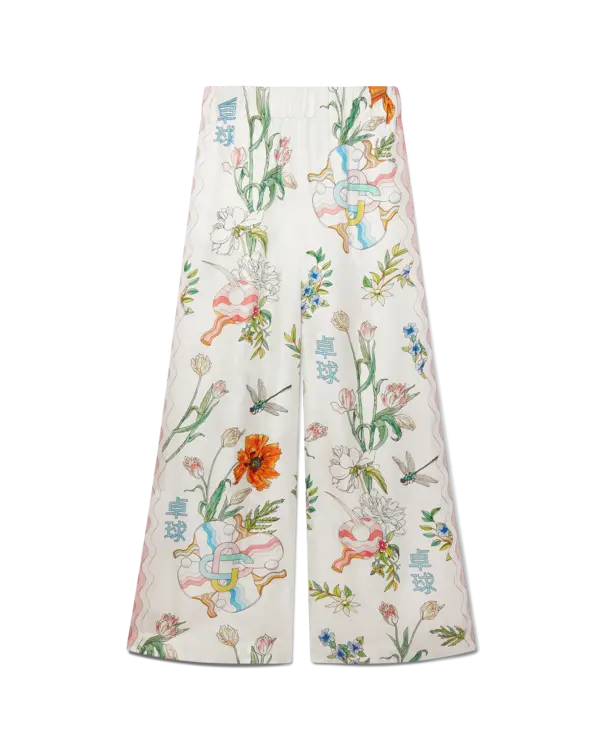 Casablanca Ping Pong Fleurie Jour Silk Trousers