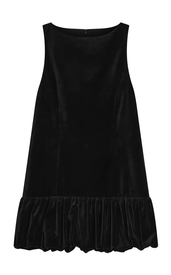 Posse Dean Bubble-hem Velvet Mini Dress - Black