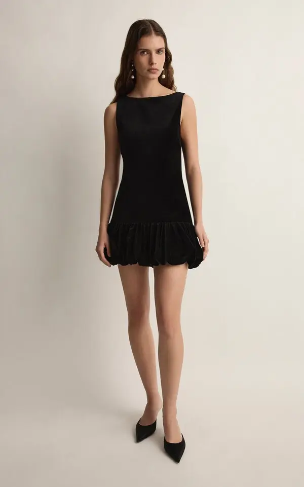 Posse Dean Bubble-hem Velvet Mini Dress