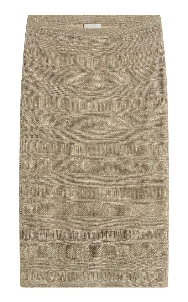 Posse Sass Metallic Knit Midi Skirt - Gold