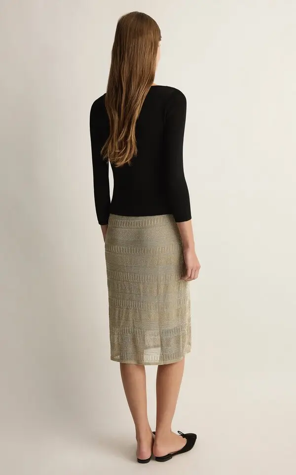 Posse Sass Metallic Knit Midi Skirt