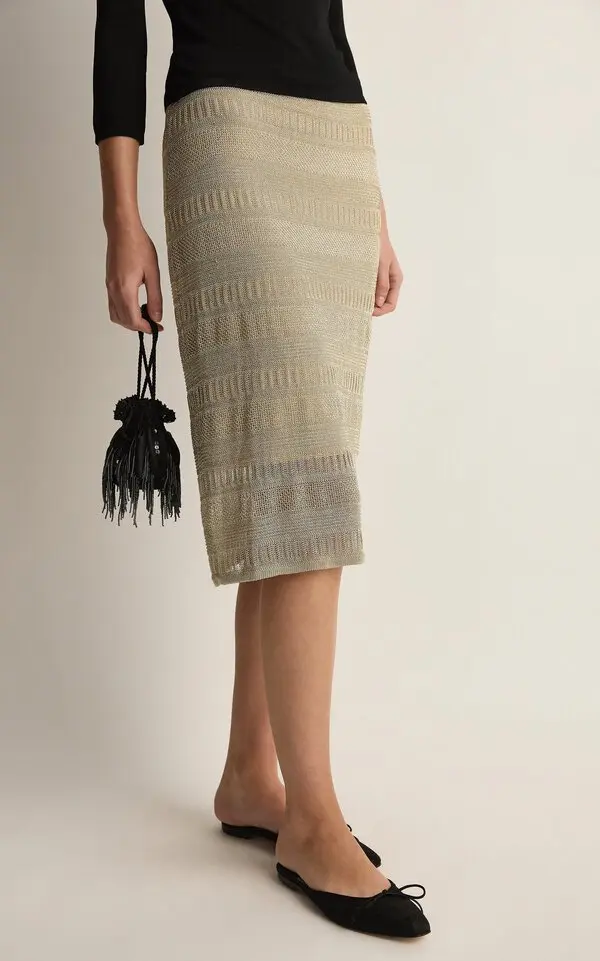 Posse Sass Metallic Knit Midi Skirt