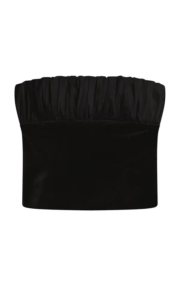 Posse Dean Strapless Gathered Velvet Top