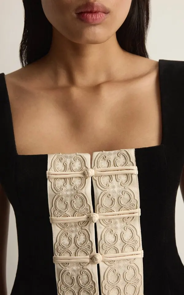 Posse Florian Embroidered Trim Velvet Top