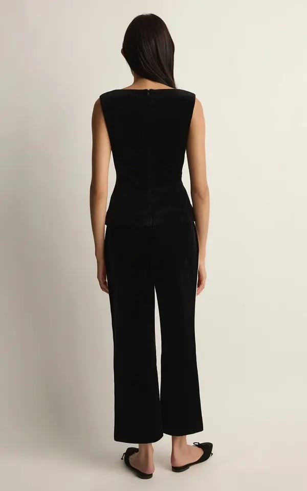 Posse Florian Embroidered Trim Velvet Cropped Pants