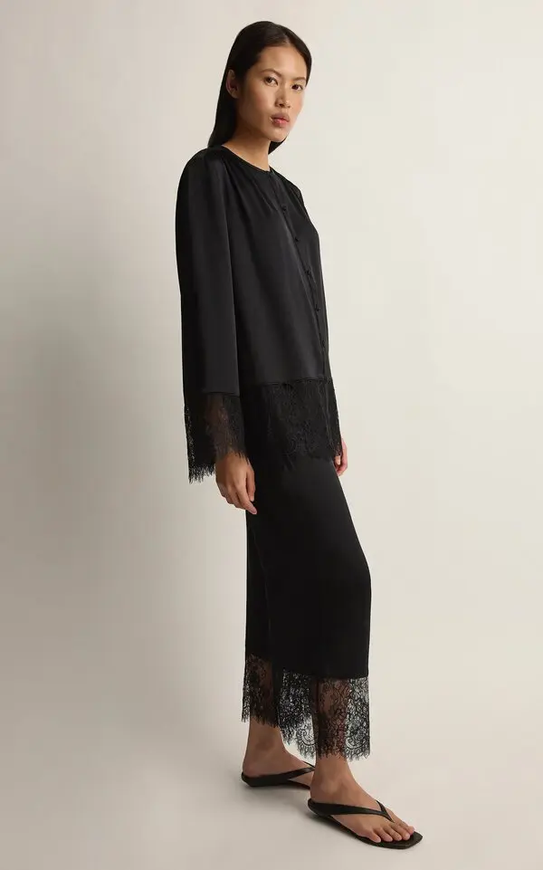 Posse Blake Mid-rise Wide-leg Lace-trimmed Silk Pants