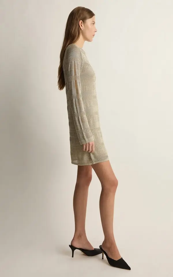 Posse Sass Metallic Knit Long Sleeve Mini Dress