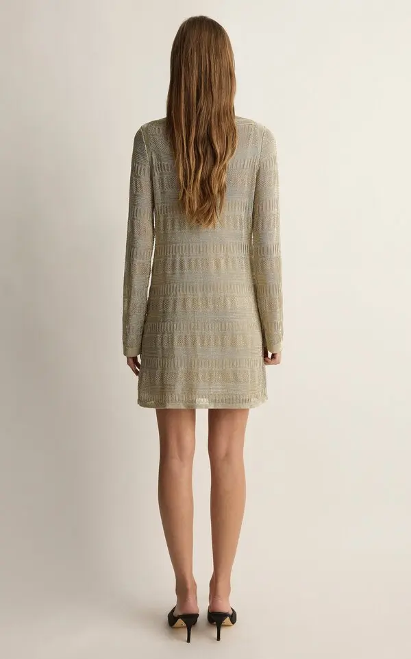 Posse Sass Metallic Knit Long Sleeve Mini Dress