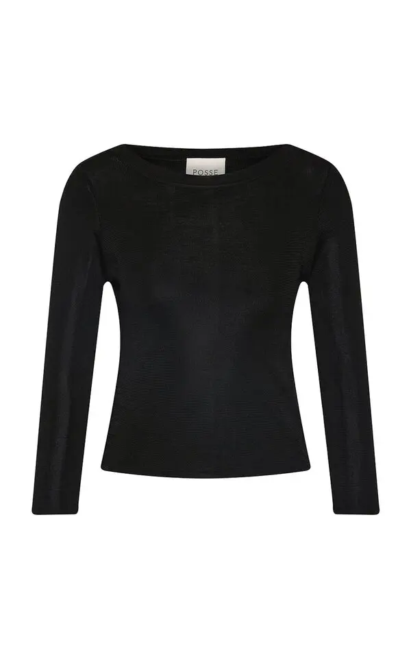 Posse Aimee Boat Neck Top - Black