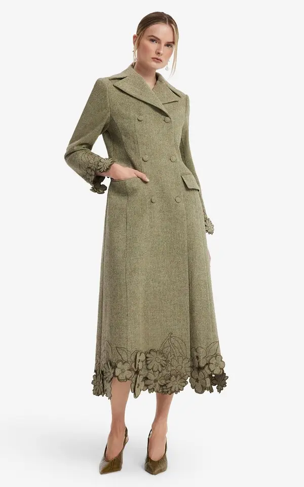 LEO LIN Elara Applique Wool Coat