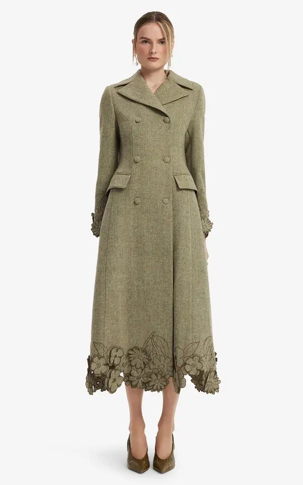 LEO LIN Elara Applique Wool Coat