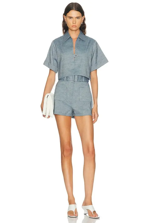 Matthew Bruch Cropped Button-up Top