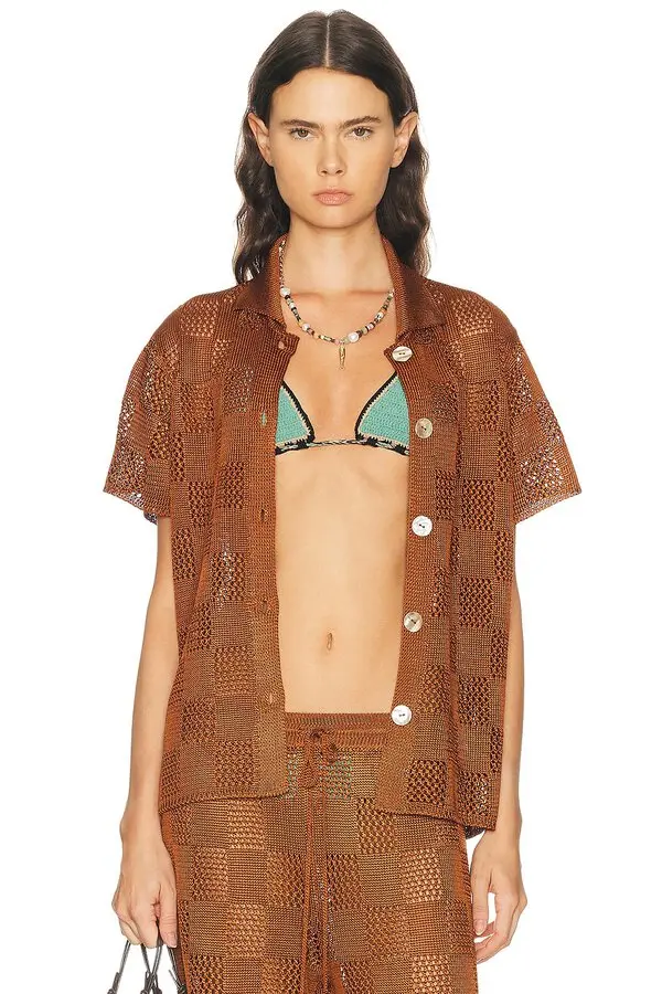 Calle Del Mar Short Sleeve Knitted Shirt - Suede