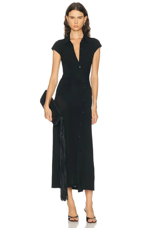 Helmut Lang Short Sleeve Button-up Dress - Black