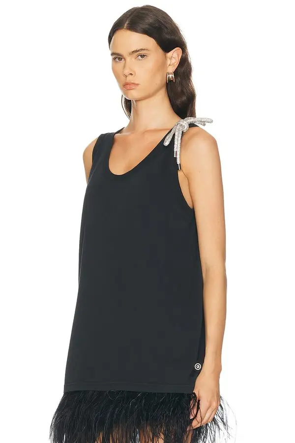 AREA Crystal Knot Tank Top